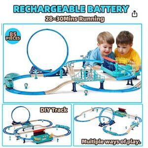 unbrand | Games | 85 Pc Electric Train Set Bridge Passngr Cars Track ...